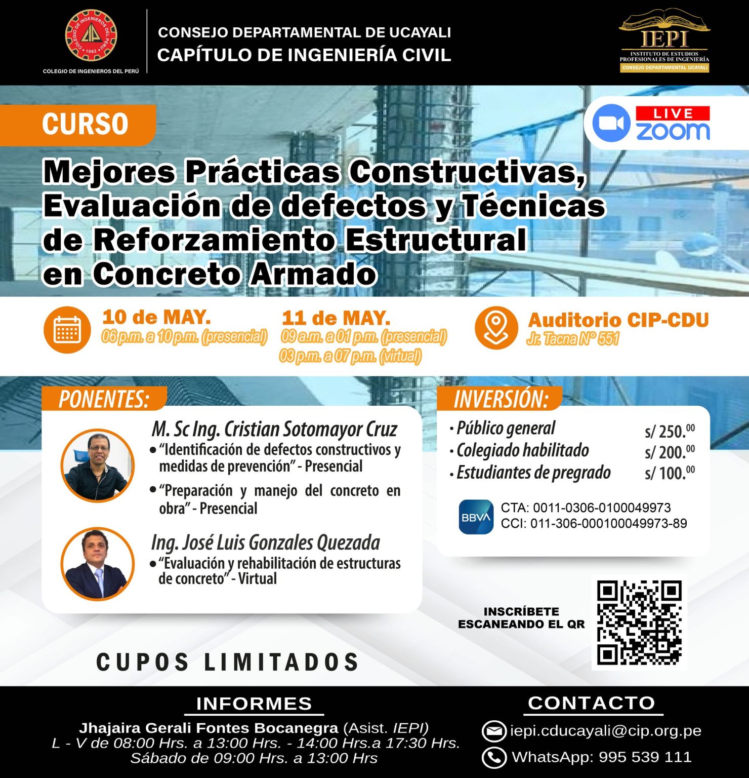 Curso: «Mejores prácticas constructivas, evaluación de defectos y técnicas de reforzamiento ...